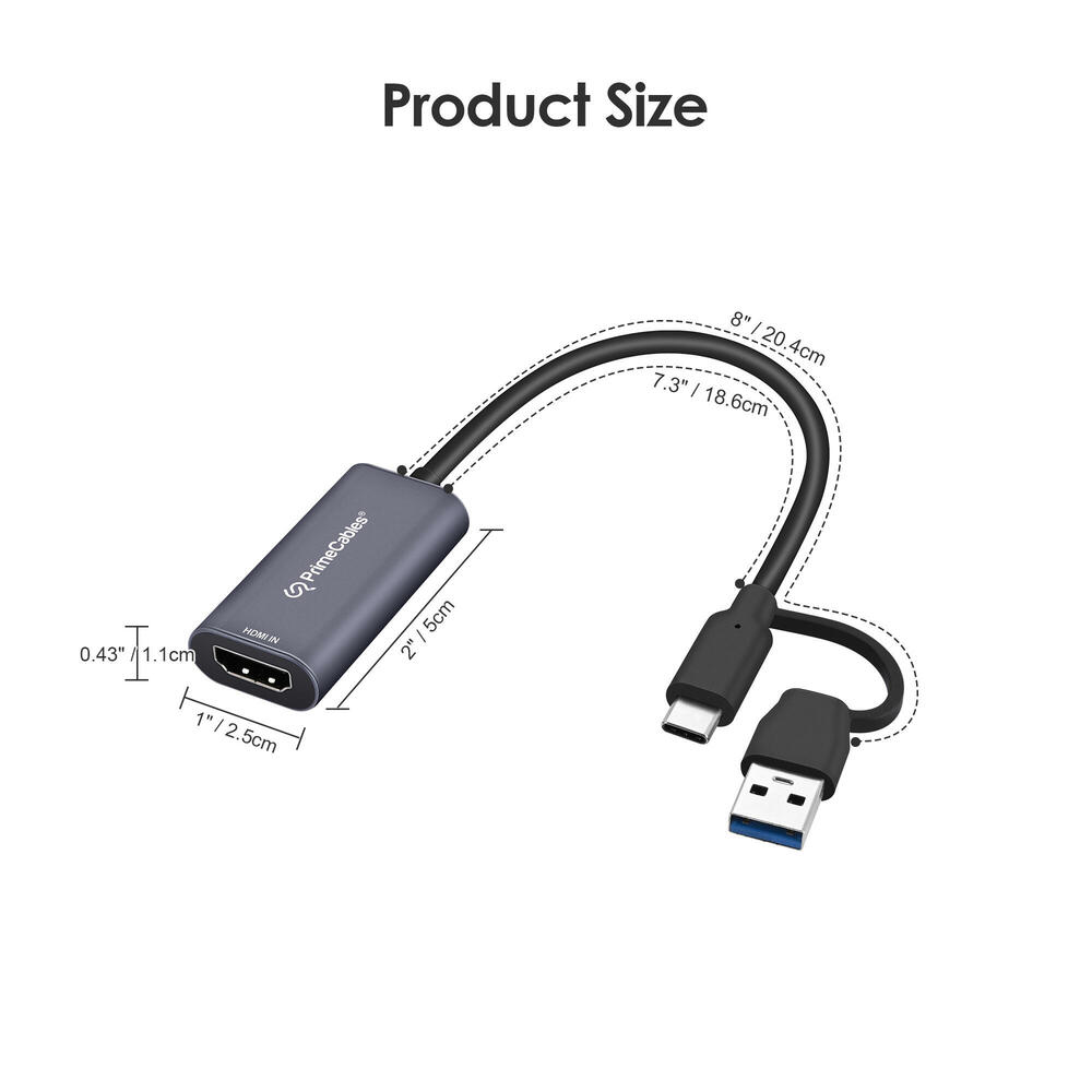 HDMI to USB C/USB A Audio Video Capture Card 1080P@60HZ - PrimeCables®