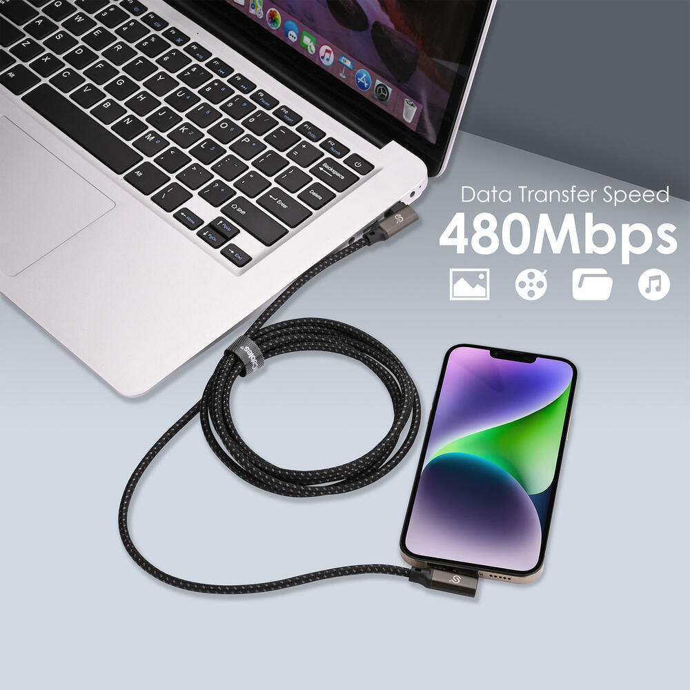 100W 90 Degree Right Angle USB C Fast Charging Nylon Braided Cable, 2M ...