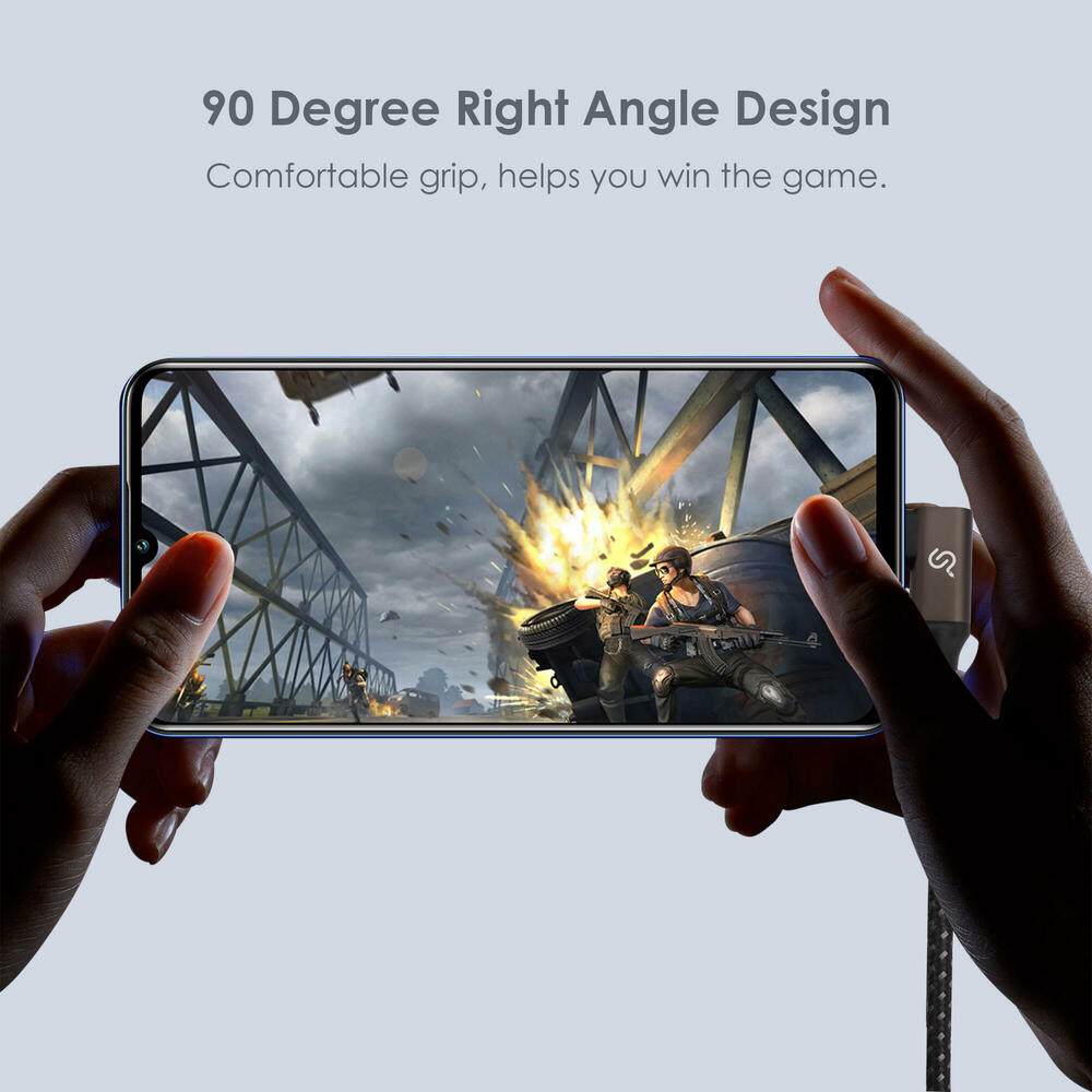 100W 90 Degree Right Angle USB C Fast Charging Nylon Braided Cable, 2M ...