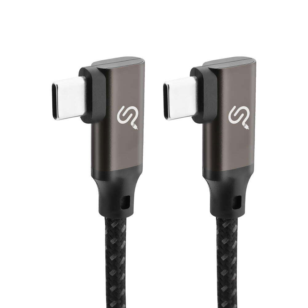 100W 90 Degree Right Angle USB C Fast Charging Nylon Braided Cable, 2M ...