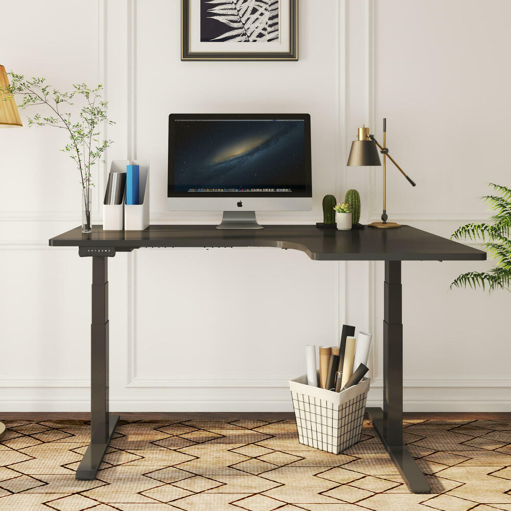 Dual-Leg Height Adjustable Electric Sit and Stand Frame for L Shape ...
