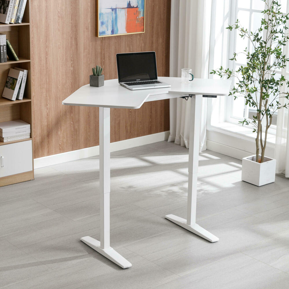 Sit Stand Corner Desk L-Shaped Electric Height Adjustable Standing Desk ...
