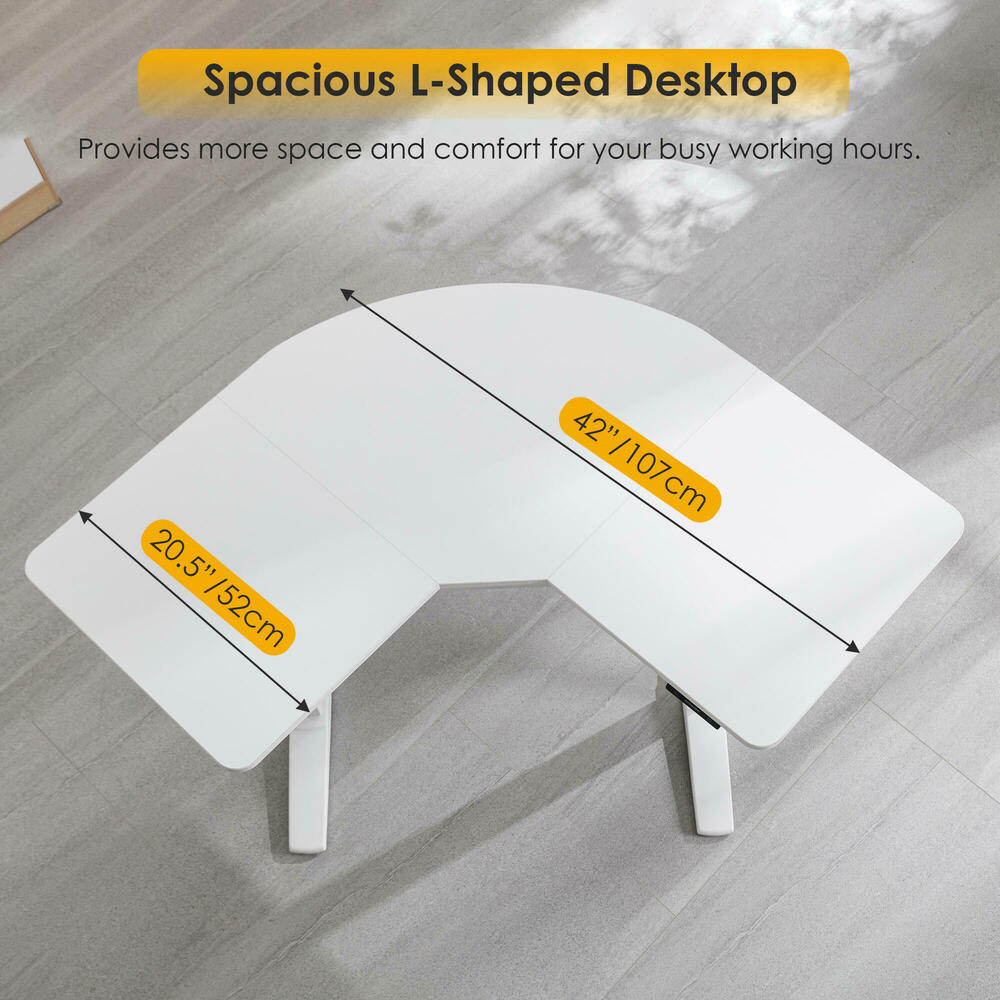 Sit Stand Corner Desk L-Shaped Electric Height Adjustable Standing Desk ...