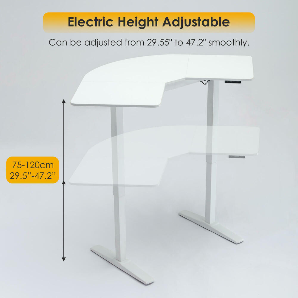Sit Stand Corner Desk L-Shaped Electric Height Adjustable Standing Desk ...