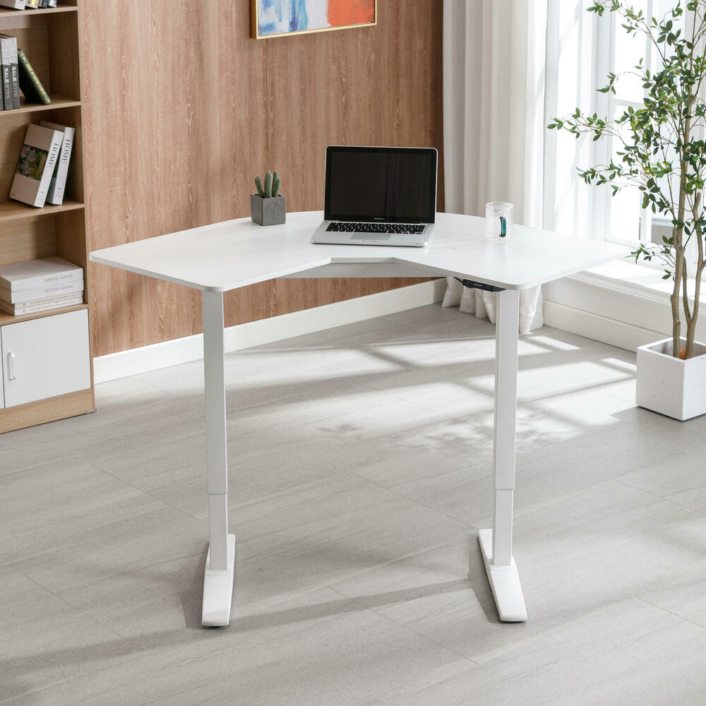 Sit Stand Corner Desk L-Shaped Electric Height Adjustable Standing Desk ...