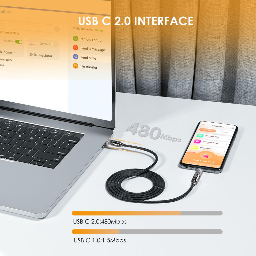 1.2m USB C To USB C Fast Charging Cable, 60W