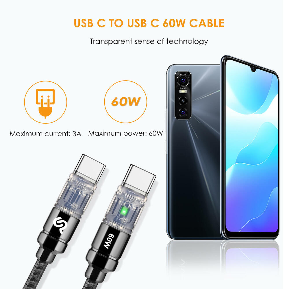 1.2m USB C To USB C Fast Charging Cable, 60W