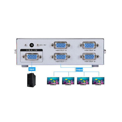 4 Port VGA Splitter 250MHZ- 1 in 4 Out