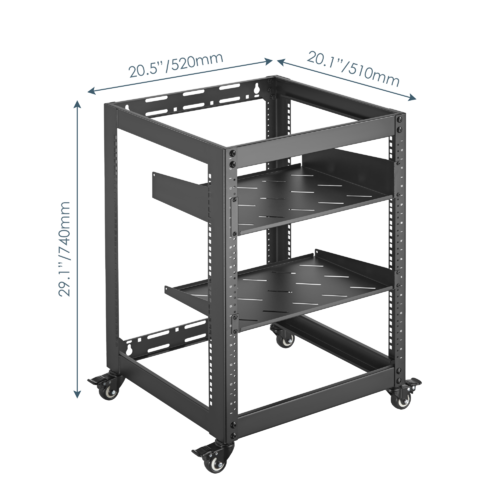 15U/12U Capacity Open Frame Server Rack with Wheels for 19" Networking ...