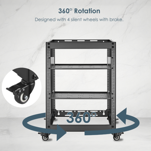 15U/12U Capacity Open Frame Server Rack with Wheels for 19" Networking ...