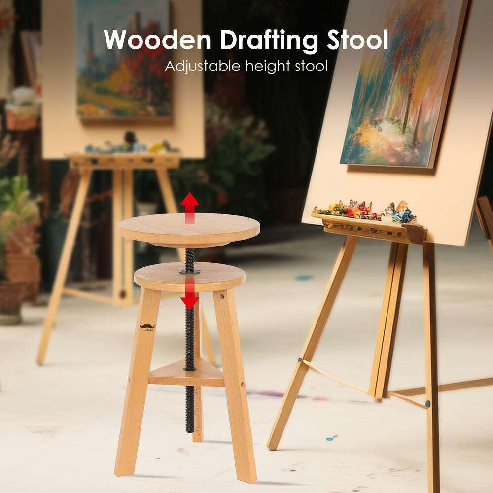 Wooden Drafting Stool with Adjustable Height