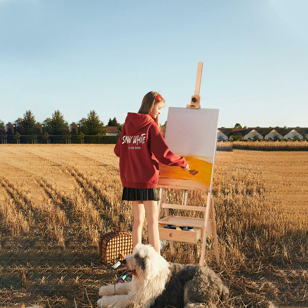 Beechwood Versatile H-Frame Studio Easels with Drawer