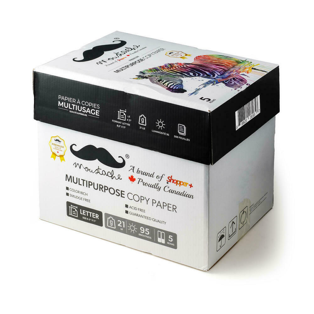 Moustache® Papier d'impression de copie, 8,5 '' x 11 '', luminosité 95 ...