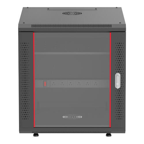 12U Server Rack Cabinet with PDU and Glass Lock Door