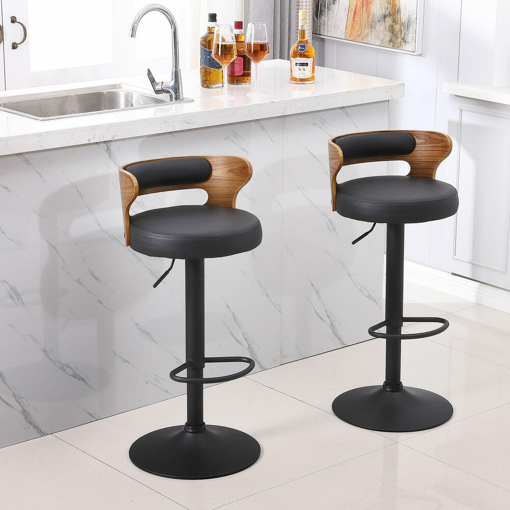 PU Leather Ergonomic Bar Chairs - Moustache
