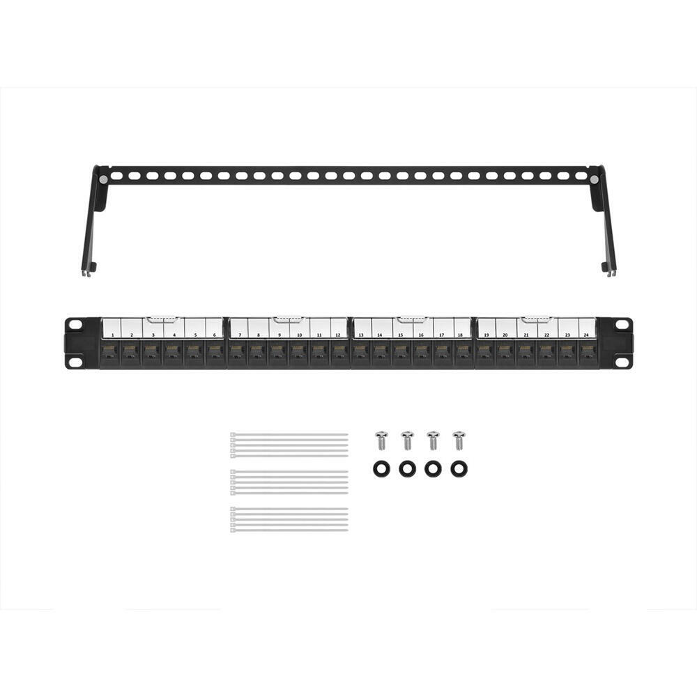 Cat6 24-port Patch Panel with Loaded Inline Coupler Type Feedthrough ...