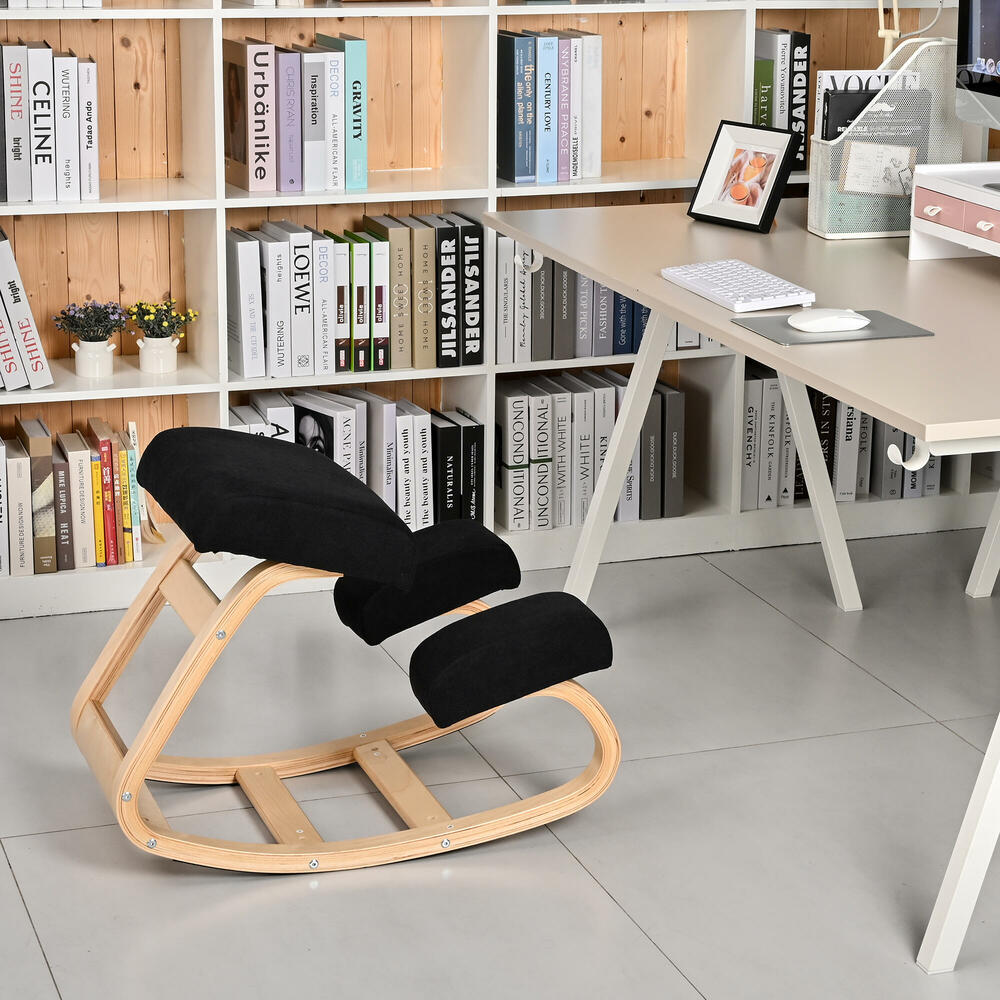 Rocking Wooden Kneeling Chair Ergonomic Wood Knee Stool - Moustache®