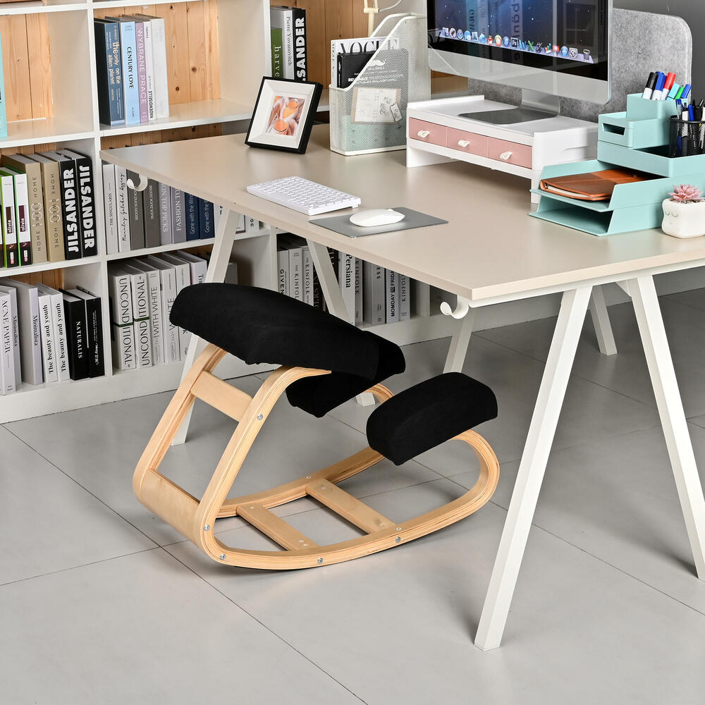 Rocking Wooden Kneeling Chair Ergonomic Wood Knee Stool - Moustache®