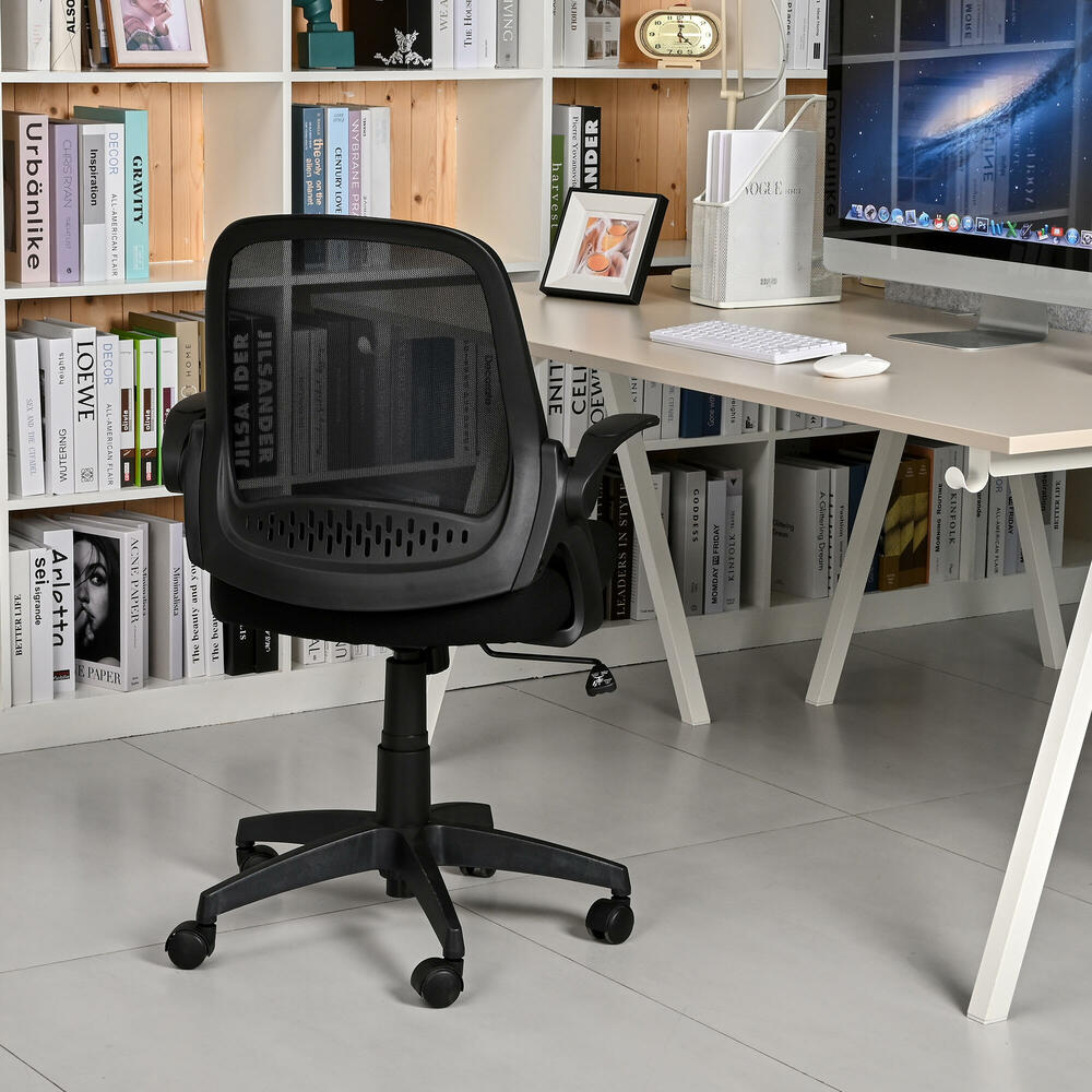 Mid-Back Ergonomic Office Chair with Flip-up Armrests