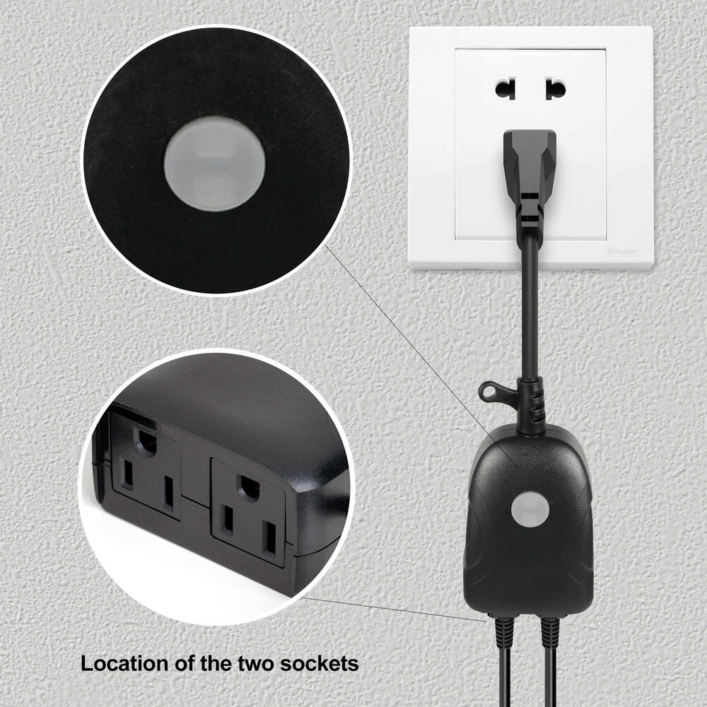 2-Outlet Outdoor Wi-Fi Smart Socket with Timer, Compatible with Alexa ...