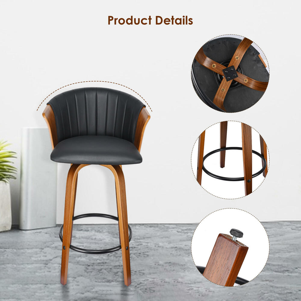 Tabourets de bar pivotants en bois Moustache - Lot de 2