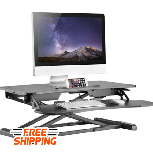 Ergonomic Sit Stand Desk Riser with Height Adjustable - PrimeCables