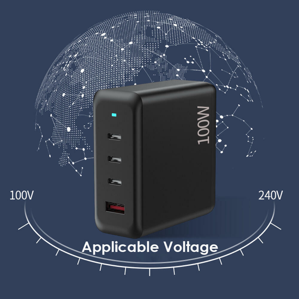 100W GaN 1A+3C USB Desktop Charger 4 Ports USB C Charging Station ...