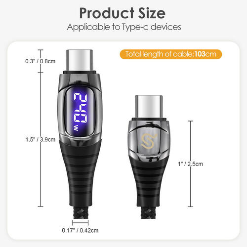 240W(EPR) Fast Charging USB C to USB C Cable with LED Display, Nylon ...