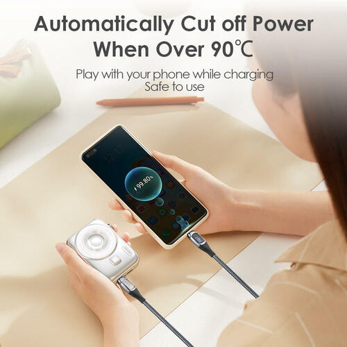 240W(EPR) Fast Charging USB C to USB C Cable with LED Display, Nylon ...