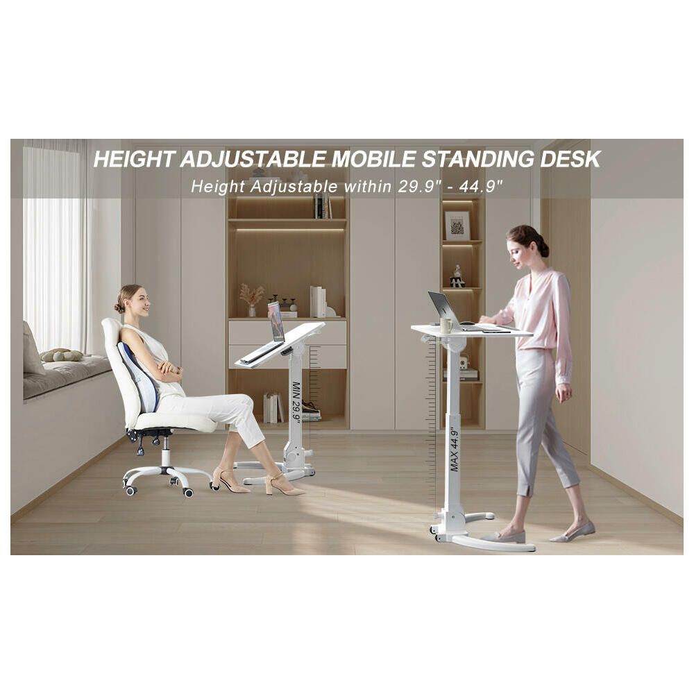 Height Adjustable Mobile Sit Stand Desk for Laptop - PrimeCables