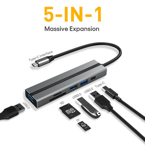 5-Port USB-C Hub with PD & SD/TF Reader