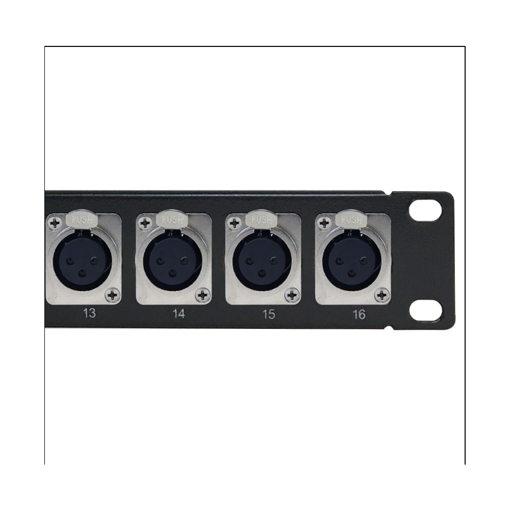 16 Port XLR Female Patch Panel, 19 inch rackmount 1U