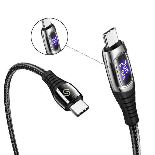 240W(EPR) Fast Charging USB C to USB C Cable with LED Display, Nylon ...