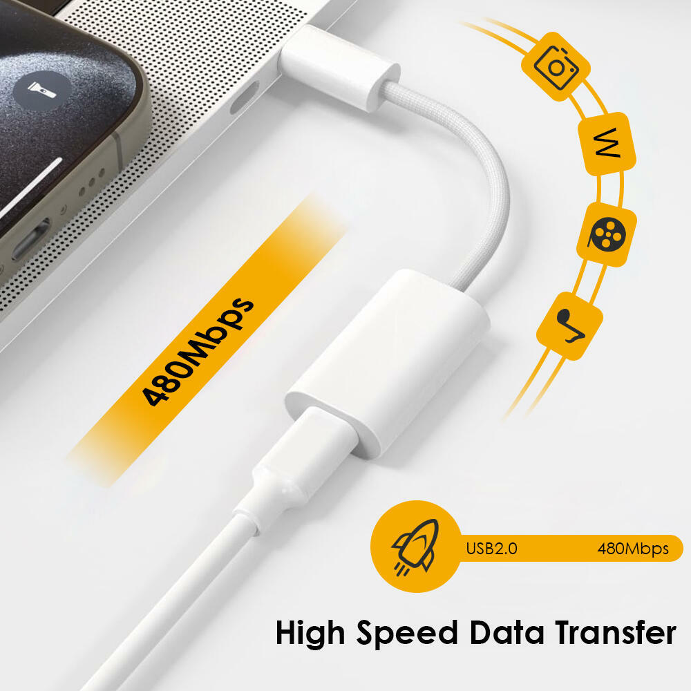 Adaptateur Type-C mâle vers Lightning femelle pour le chargement et le transfert de données