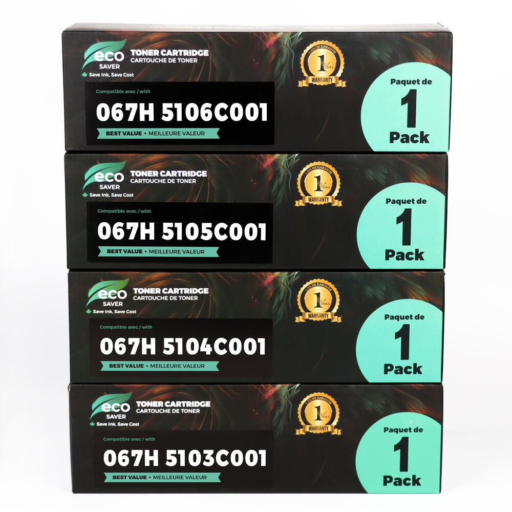 Canon 067H Compatible Toner Cartridge Combo High Yield BK/C/M/Y - WithChip - Ecosaver