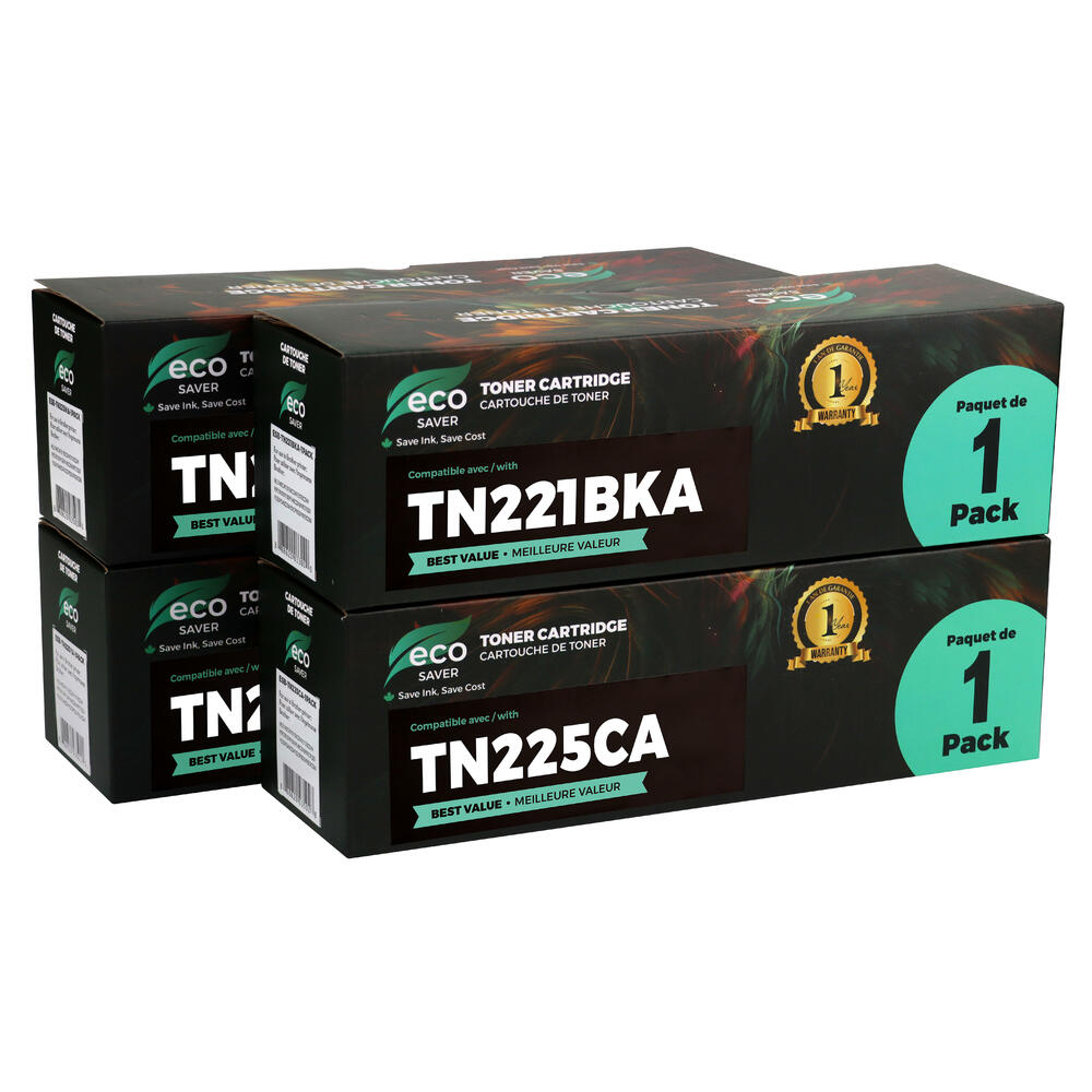 Brother TN221 TN225 Compatible Toner Cartridge Combo - BK/C/M/Y