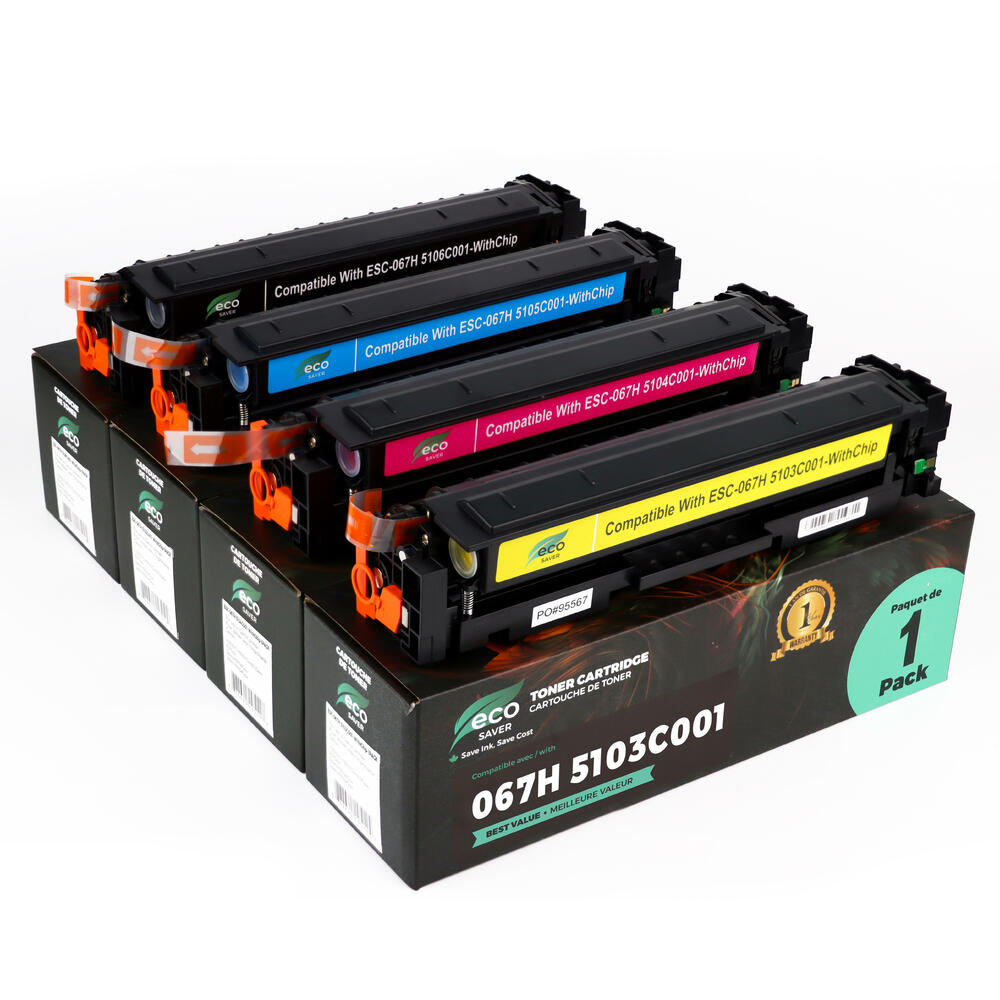 Canon 067H Compatible Toner Cartridge Combo High Yield BK/C/M/Y - WithChip - Ecosaver