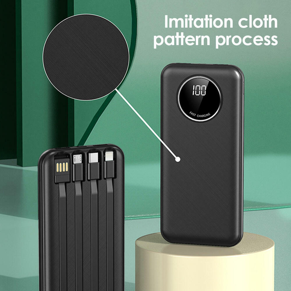 10000mAh 4 in 1 Power Bank with Built-in Cables Self Wired Power Supply ...