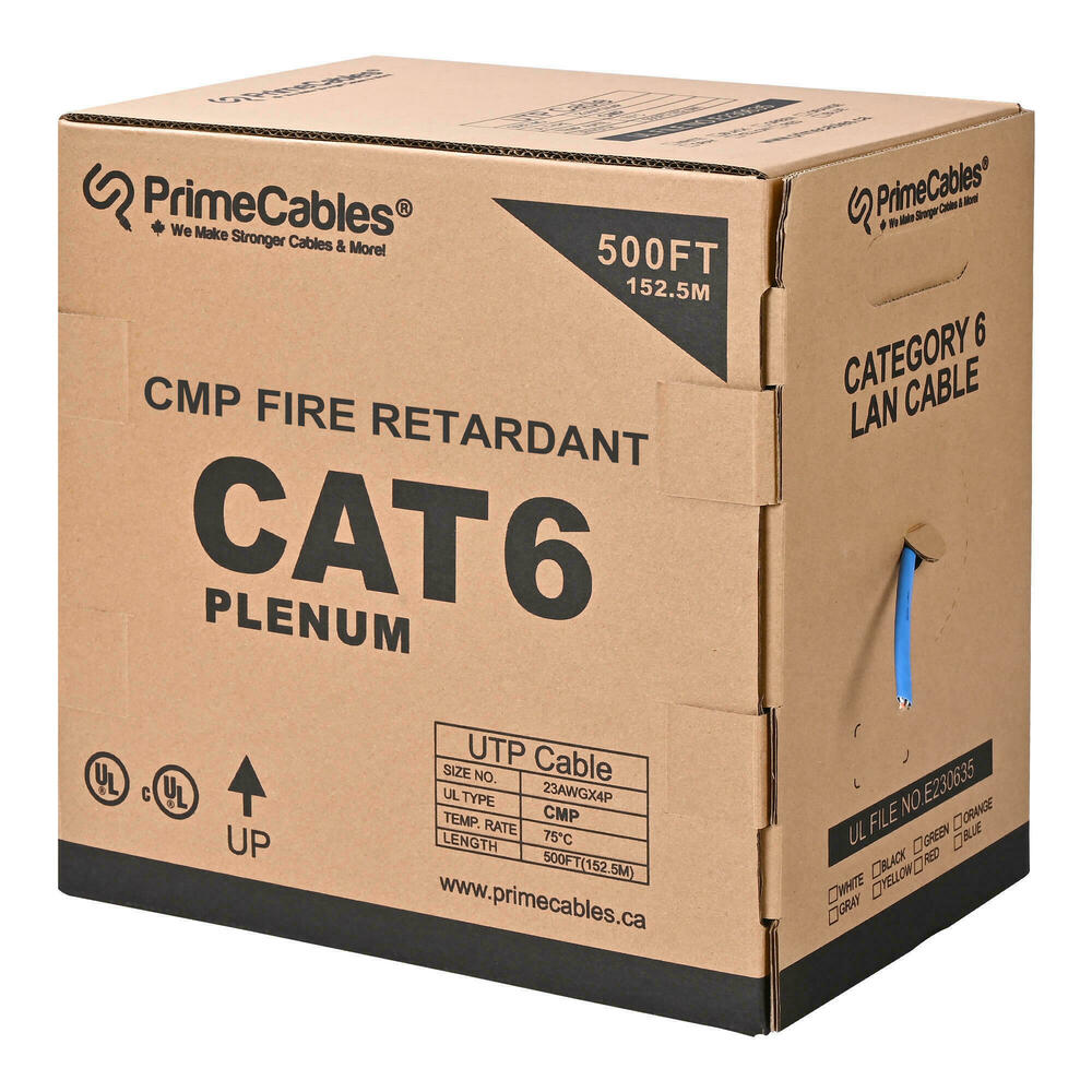 500ft Cat6 Ethernet Cable, CMP Rated, Blue - PrimeCables