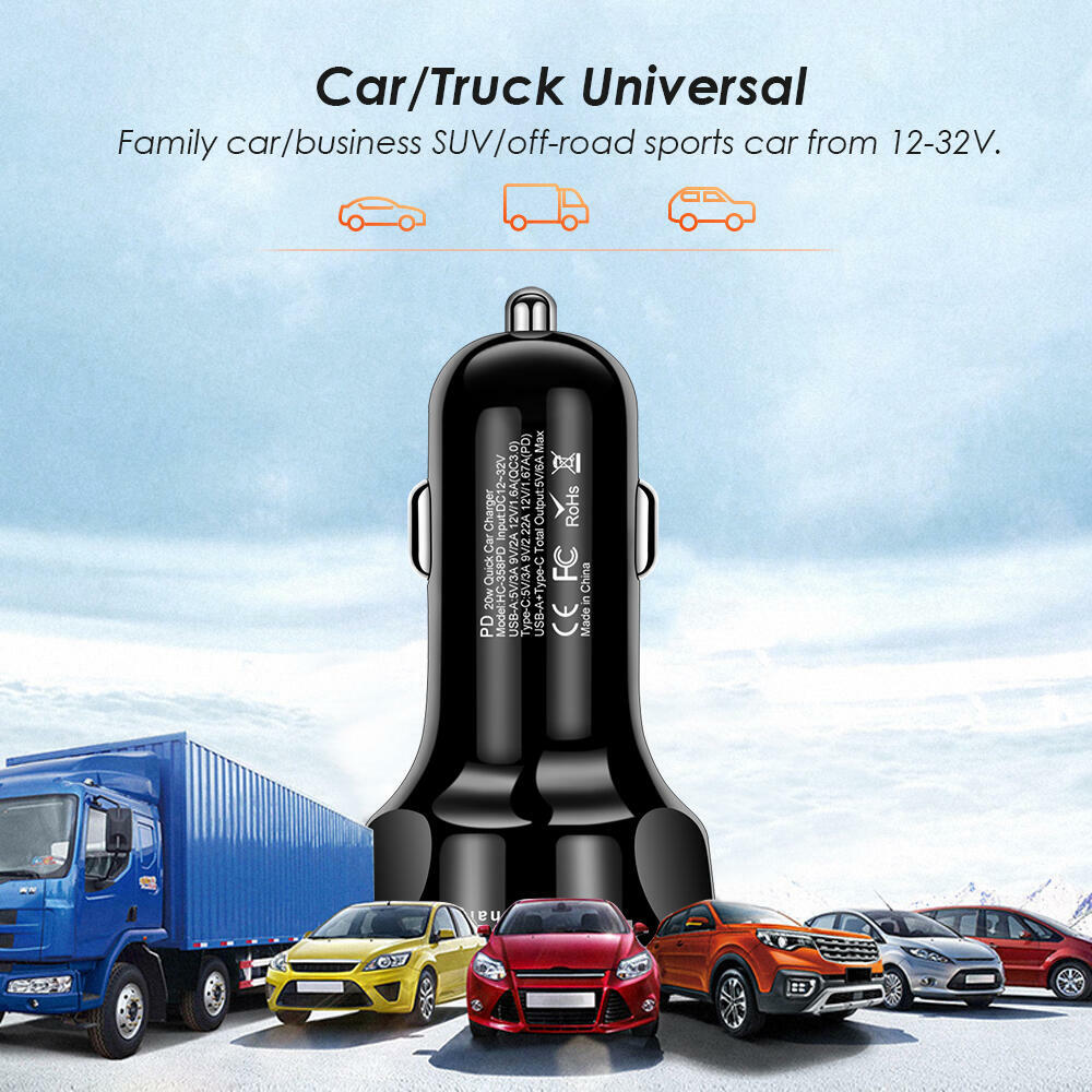 4-Port 20W Super Fast Charging Car Charger Adapter, 2PD + 2USB, Black ...