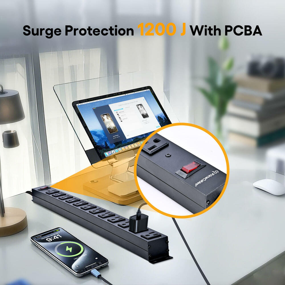 Heavy Duty 12-Outlet Power Strip with 10ft Cord, Wall Mount, 1200J ...