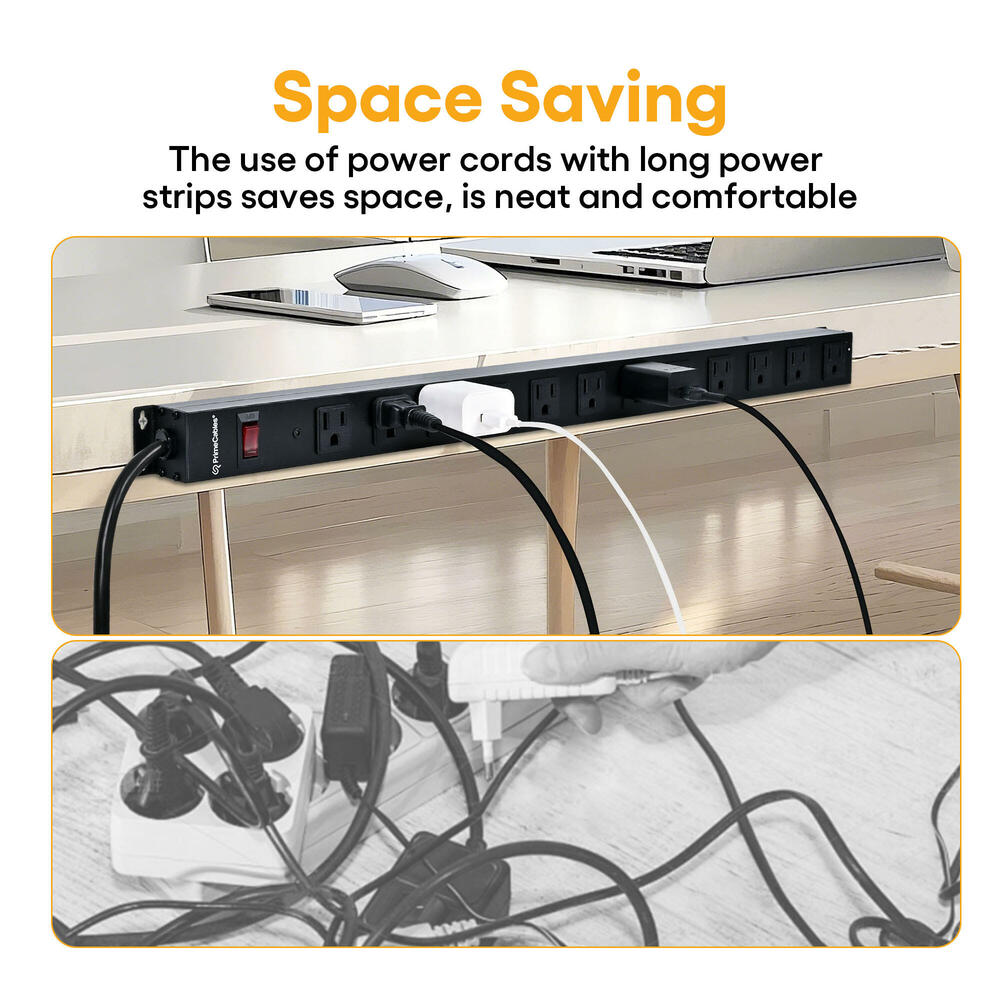 Heavy Duty 12-Outlet Power Strip with 10ft Cord, Wall Mount, 1200J ...