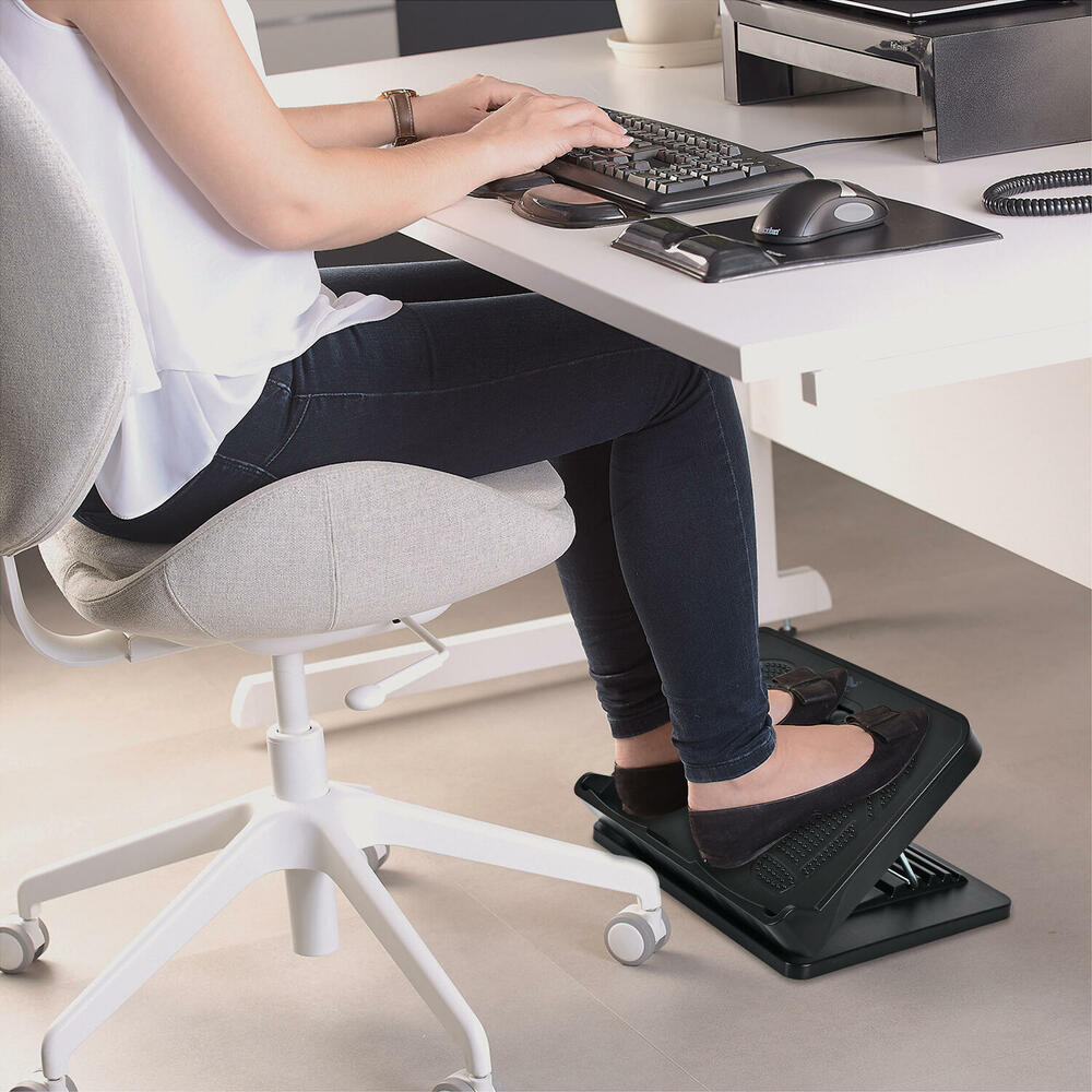 Ergonomic Under-Desk Footrest with Center Massage Roller for Sitting ...