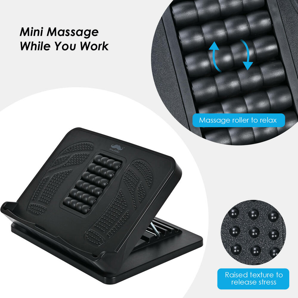 Ergonomic Under-Desk Footrest with Center Massage Roller for Sitting ...
