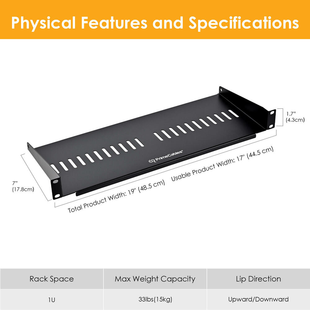 Universal Vented 1U Server Rack Shelf for 19" Network Equipment Rack ...