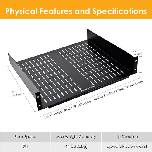 Universal Vented 2U Server Rack Shelf for 19" Network Equipment Rack ...