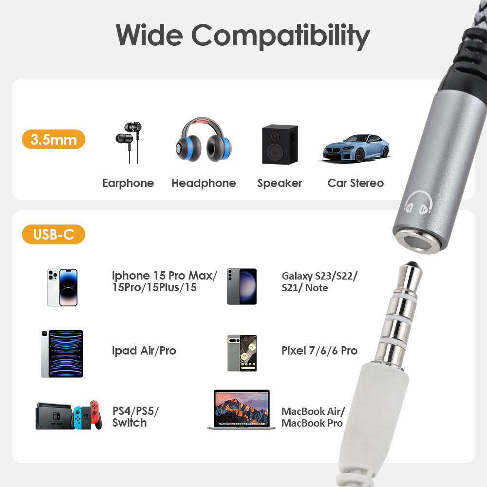 USB-C to 3.5mm Audio Adapter Cable – 4-Pole Male to Female - PrimeCables®