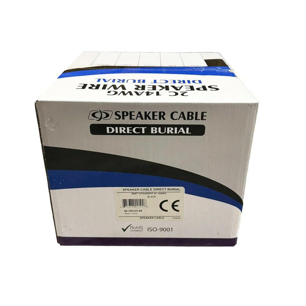 500ft 2C 14AWG Direct Burial Câble de haut-parleur en vrac - Noir