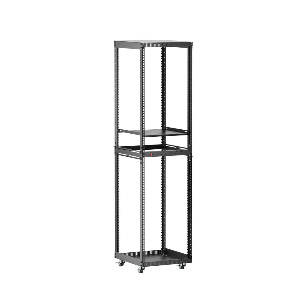 42U Mobile Open Frame Server Rack with Wheels + PDU (6 Outlets ...