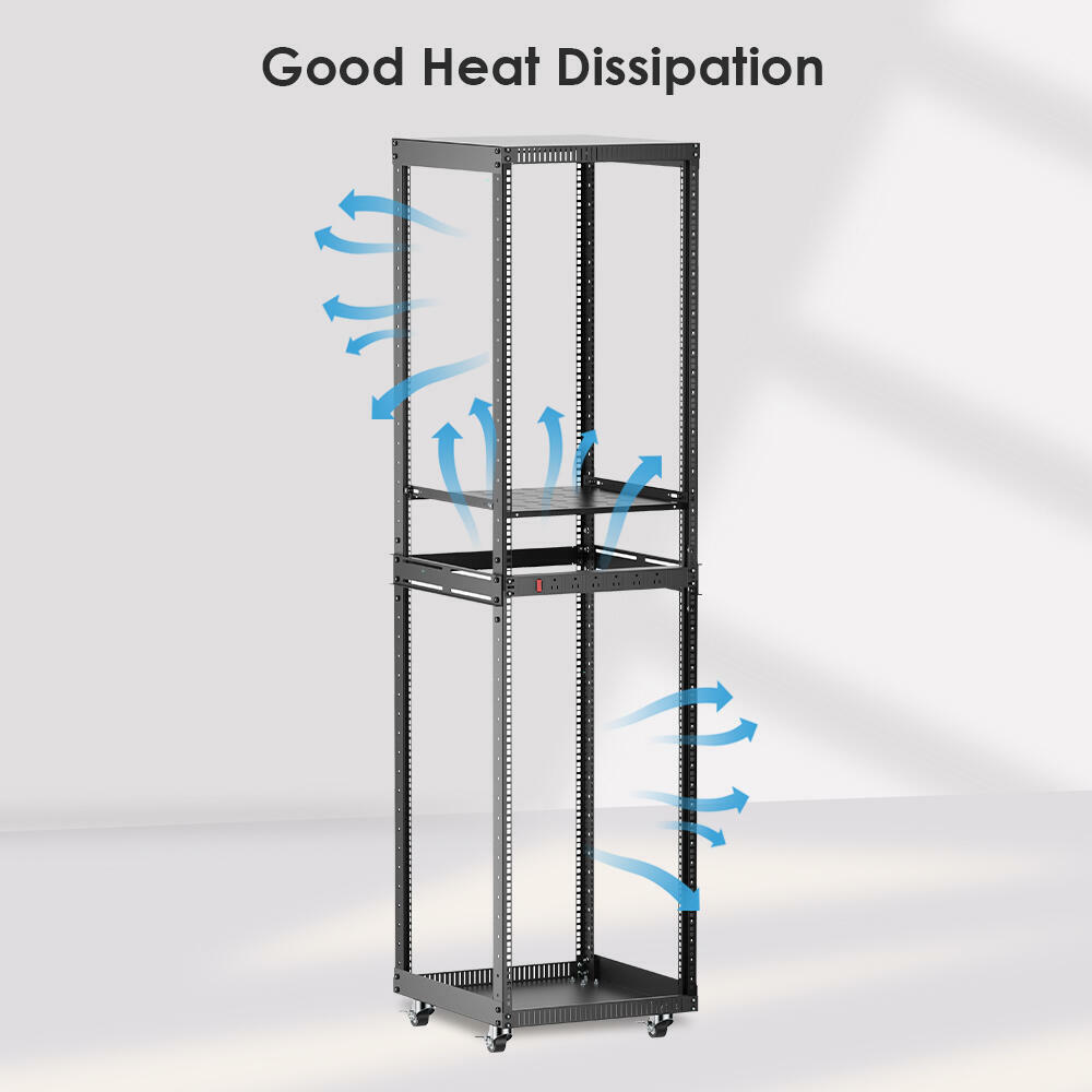 42U Mobile Open Frame Server Rack with Wheels + PDU (6 Outlets ...